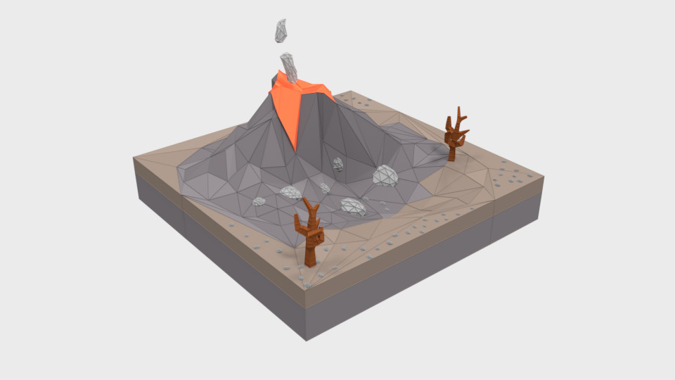 ArtStation - Low Poly Cartoon Volcano Scene | Resources