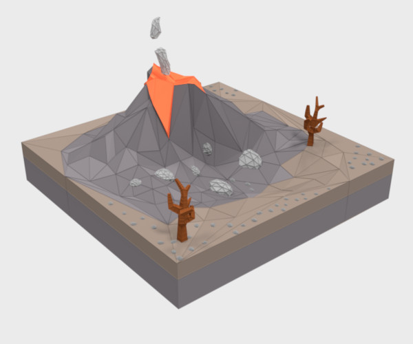 ArtStation - Low Poly Cartoon Volcano Scene | Resources