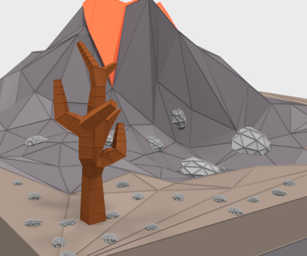ArtStation - Low Poly Cartoon Volcano Scene | Resources
