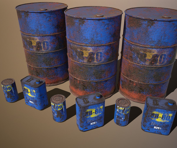 ArtStation - Old/Rust Barrel and Tin Oil | Game Assets