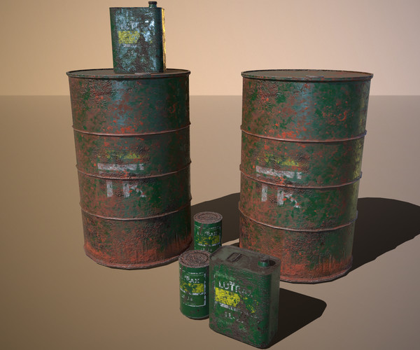 ArtStation - Old/Rust Barrel and Tin Oil | Game Assets