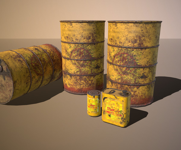 ArtStation - Old/Rust Barrel and Tin Oil | Game Assets