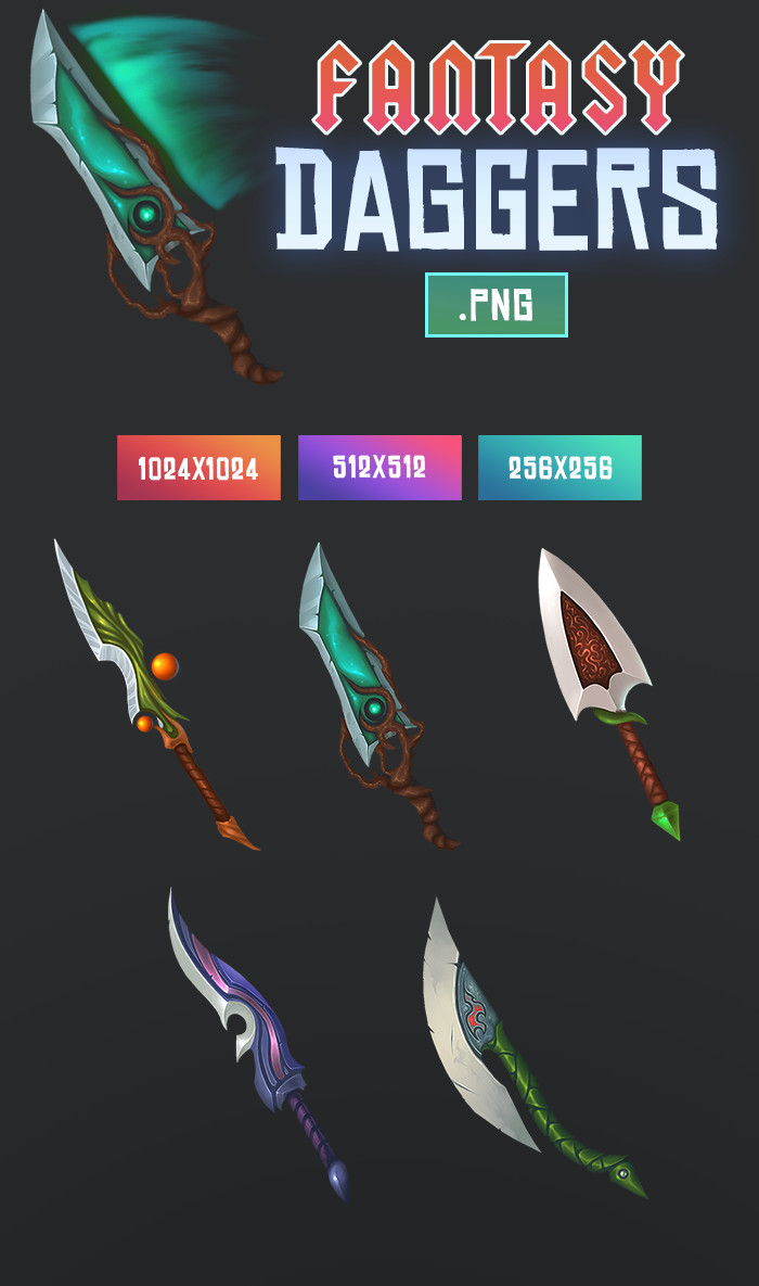 ArtStation - 2D Fantasy Daggers | Game Assets
