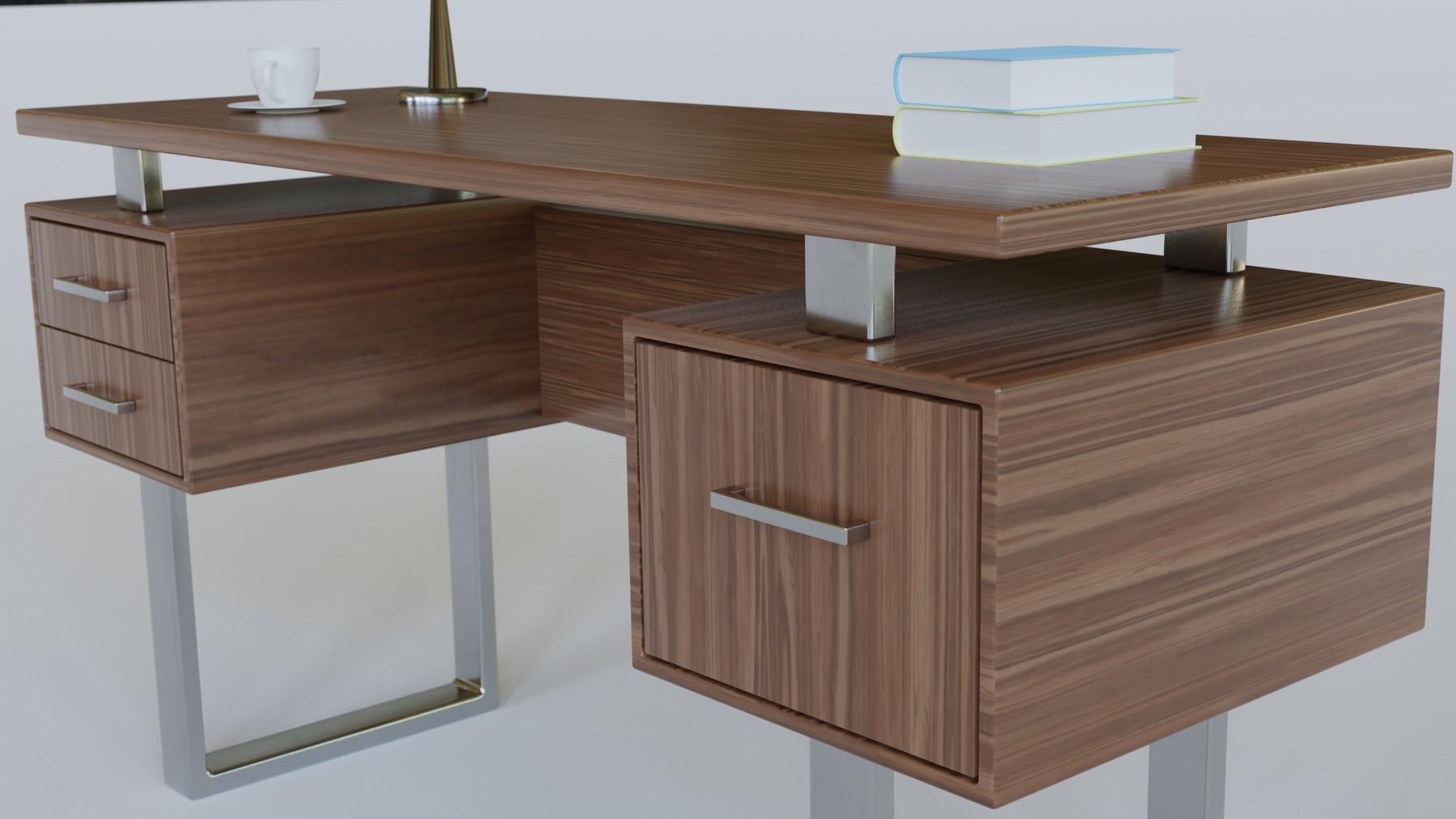 ArtStation - Silver Metal Computer Desk, Dark Taupe | Resources