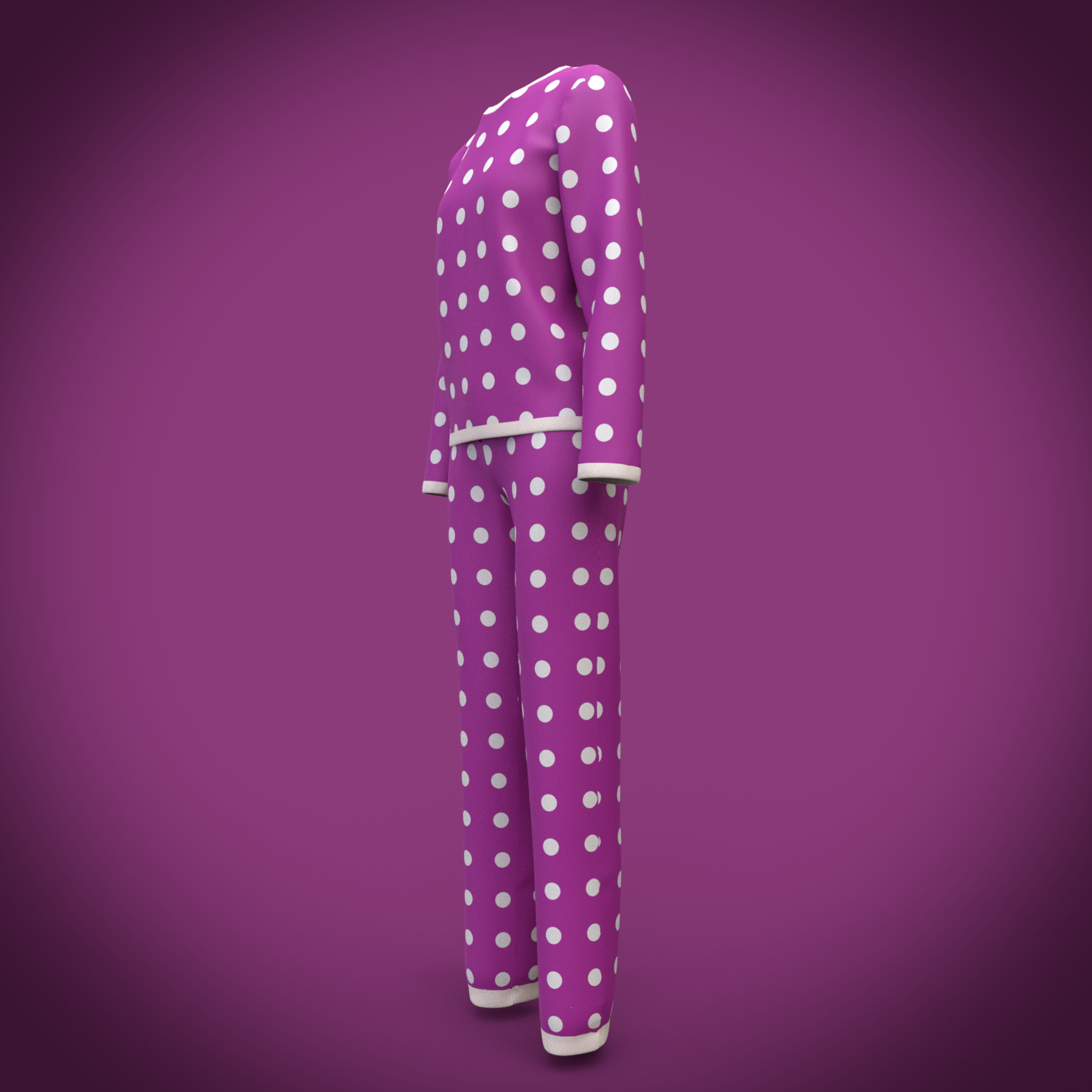 ArtStation - 3D cute pyjamas - polka dots pajamas | Resources