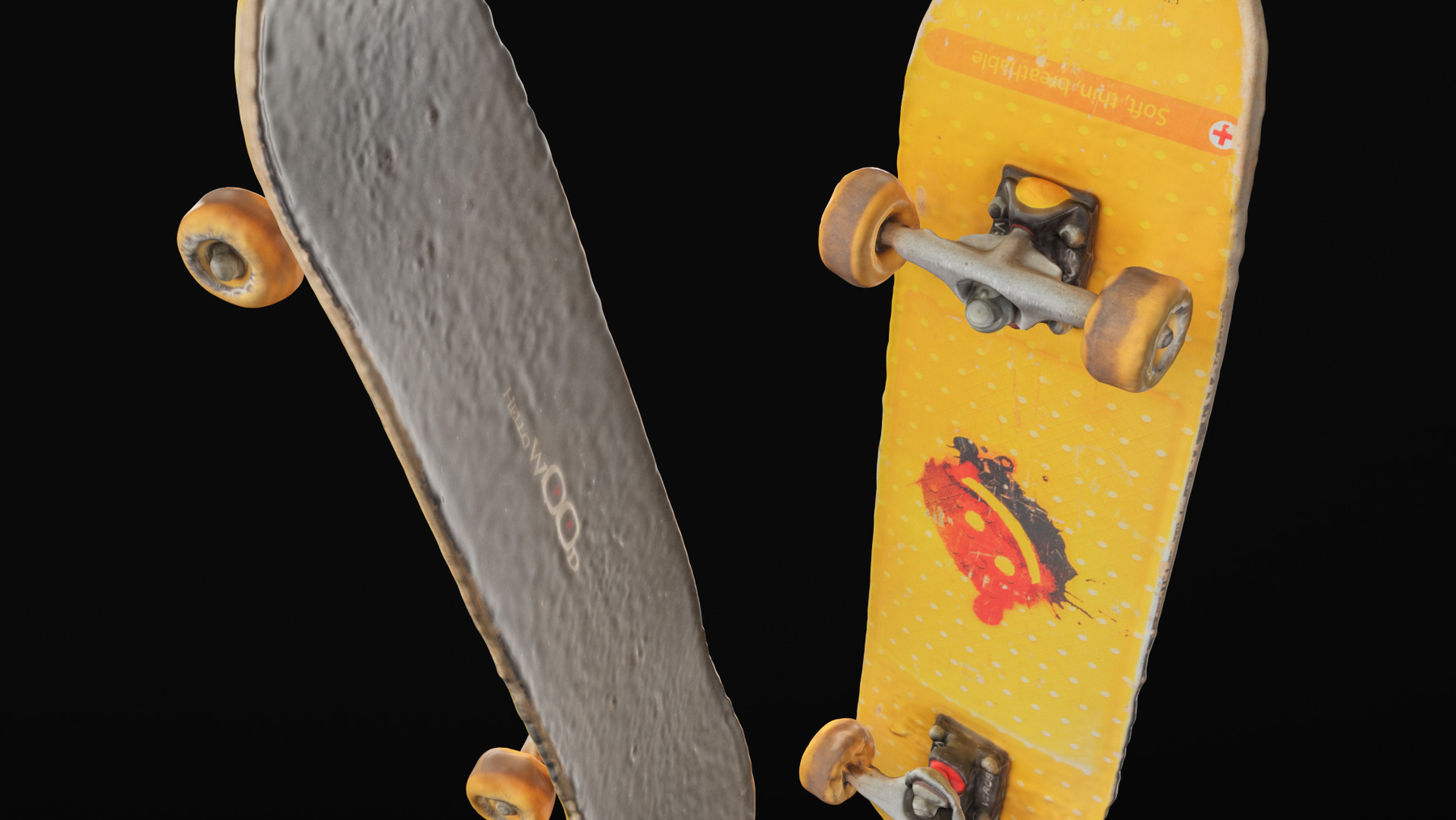 ArtStation - Yellow skateboard with PBR textures 21 | Game Assets