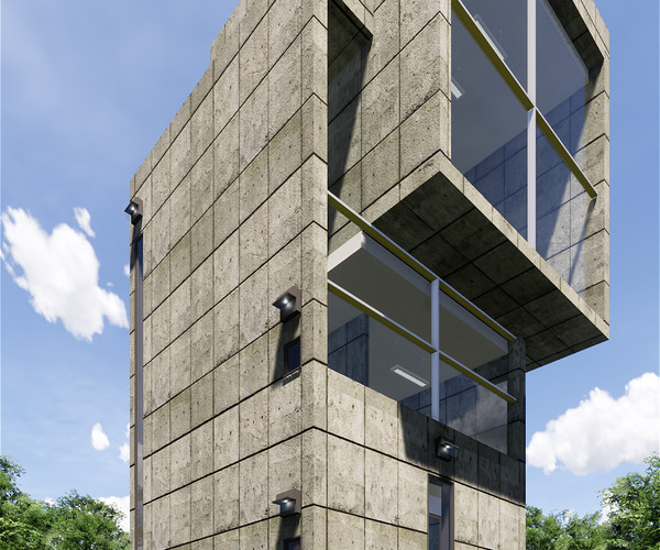 ArtStation - 4x4 HOUSE by TADAO ANDO - AUTODESK REVIT 3D model | Resources