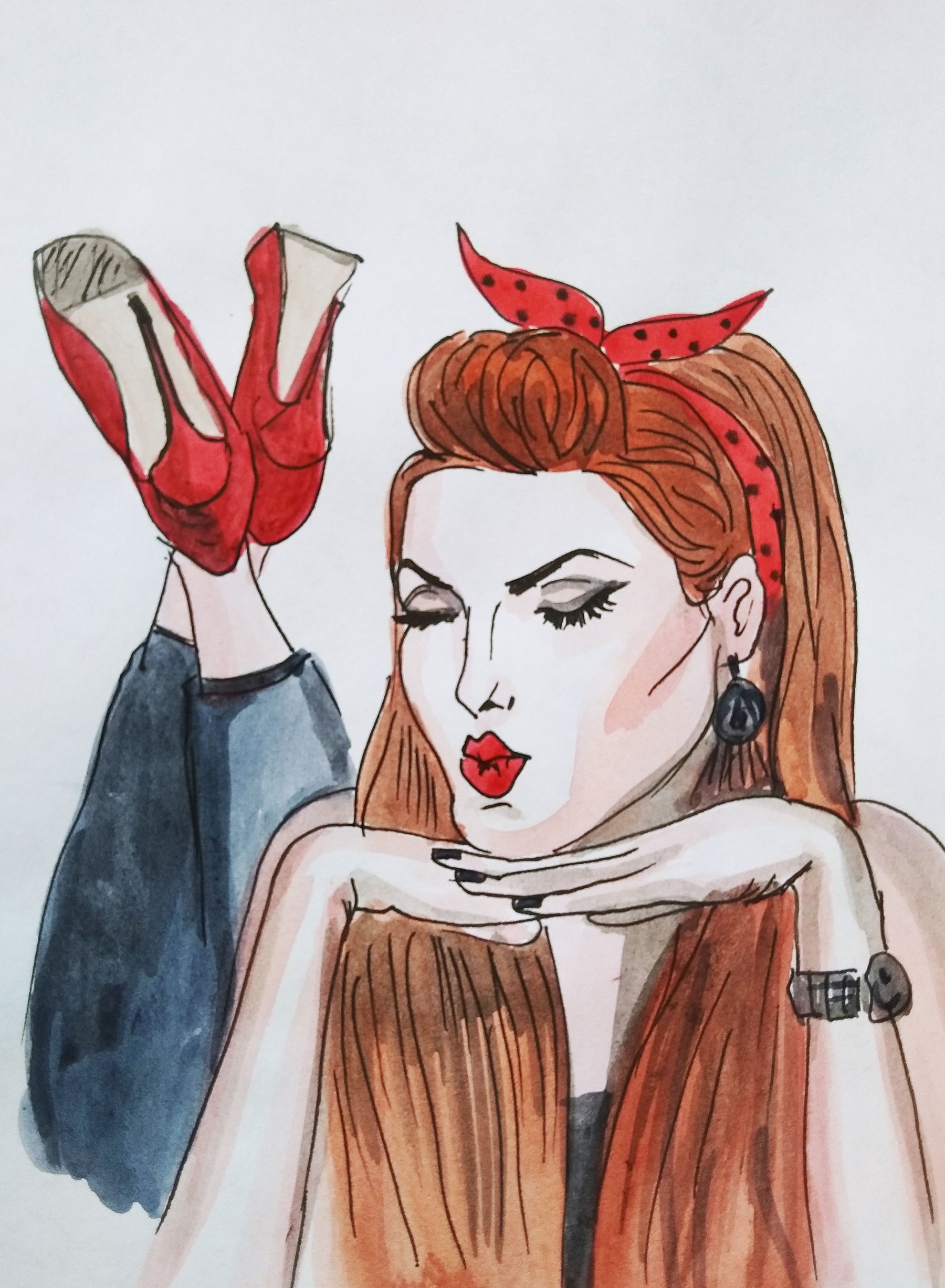 ArtStation - Watercolor drawing of pretty lady | Artworks