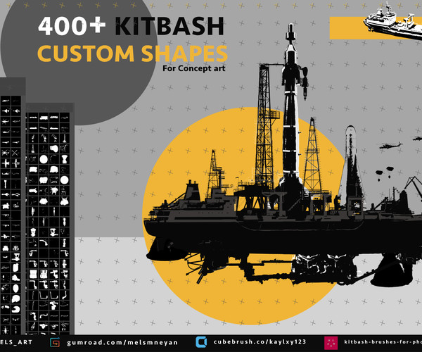 ArtStation - 400+ Kitbash Custom shapes | Brushes