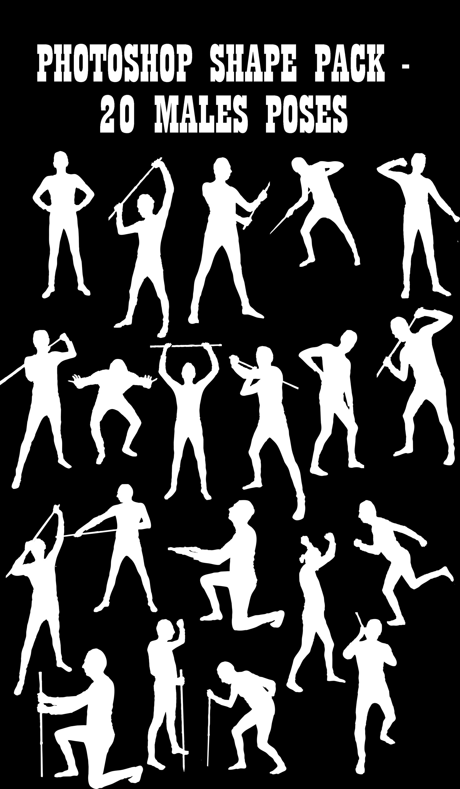 ArtStation - Photoshop Shape: Mans poses pack (20 shapes) | Artworks
