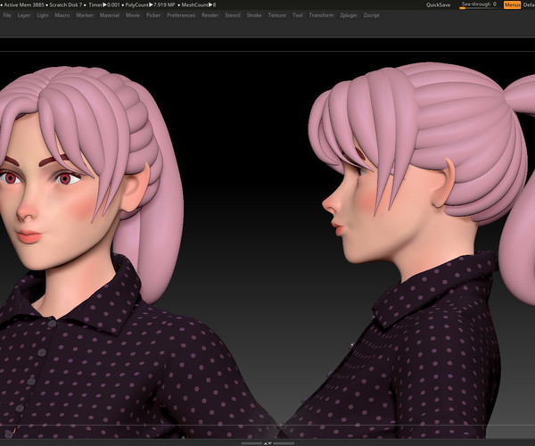 ArtStation - 6 Zbrush Stylized Female Character Base Mesh | Resources