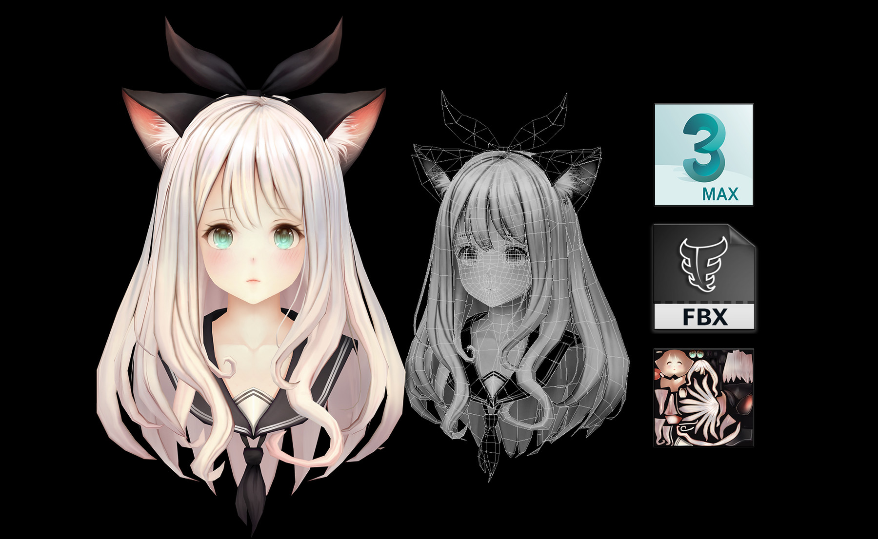 ArtStation - Bli Cat Girl Model(HAND painting Character) | Game Assets