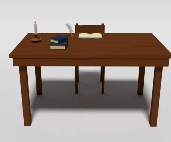 ArtStation - Low Poly Cartoon Old Wooden Table and Chair | Resources