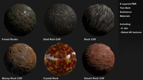 ArtStation - 6 Rock Customizable Materials | Resources
