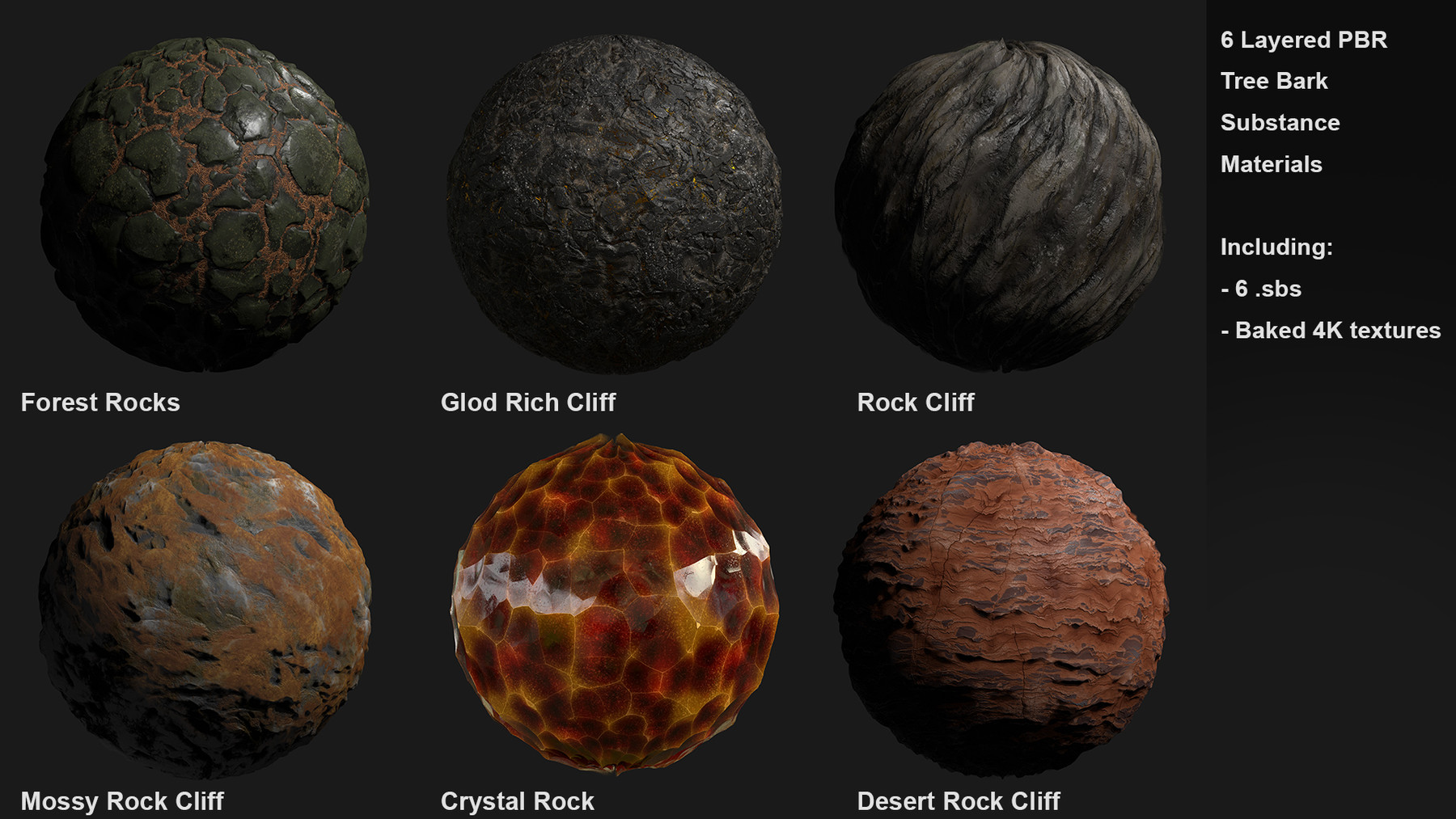 ArtStation - 6 Rock Customizable Materials | Resources