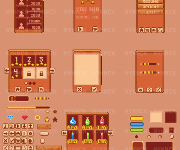 ArtStation - Wooden Game UI | Game Assets