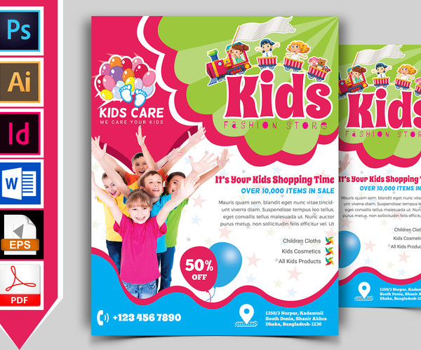 ArtStation - Kids Fashion Shop Flyer Template Vol-02 | Artworks