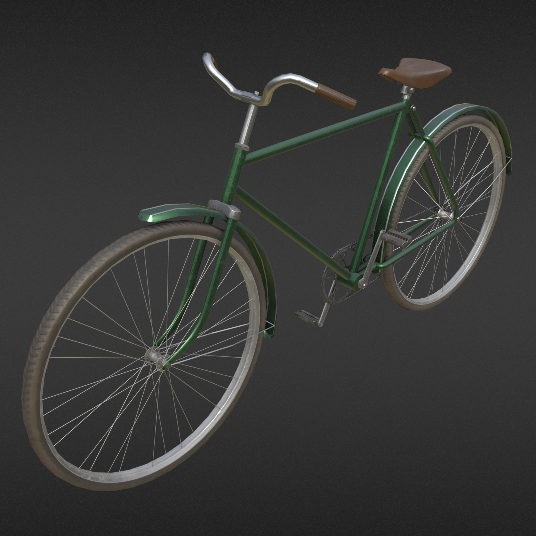 ArtStation - Game-ready Retro Bicycle Green - Customisable | Game Assets