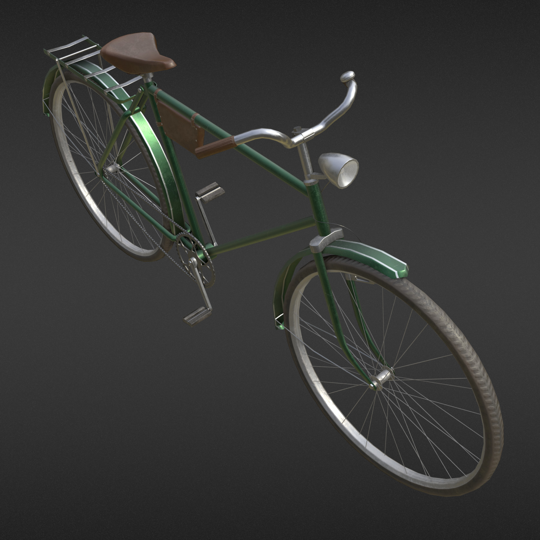 ArtStation - Game-ready Retro Bicycle Green - Customisable | Game Assets