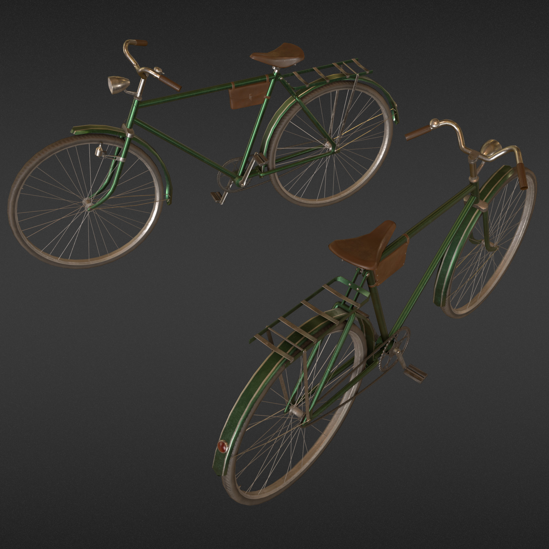 ArtStation - Game-ready Retro Bicycle Green - Customisable | Game Assets