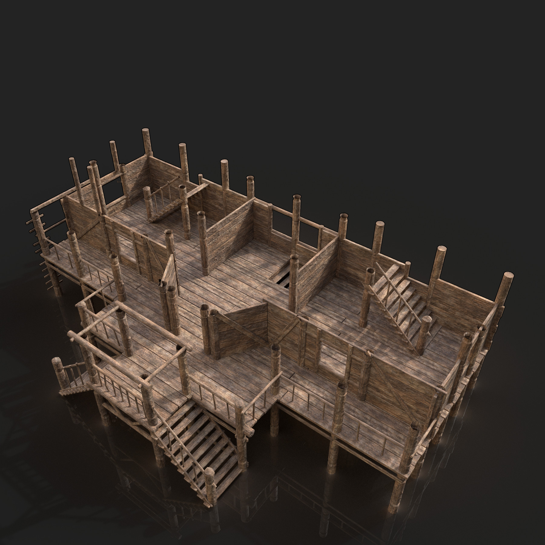 ArtStation - FANTASY MEDIEVAL WOODEN THATCHED SWAMP HOUSE | Game Assets