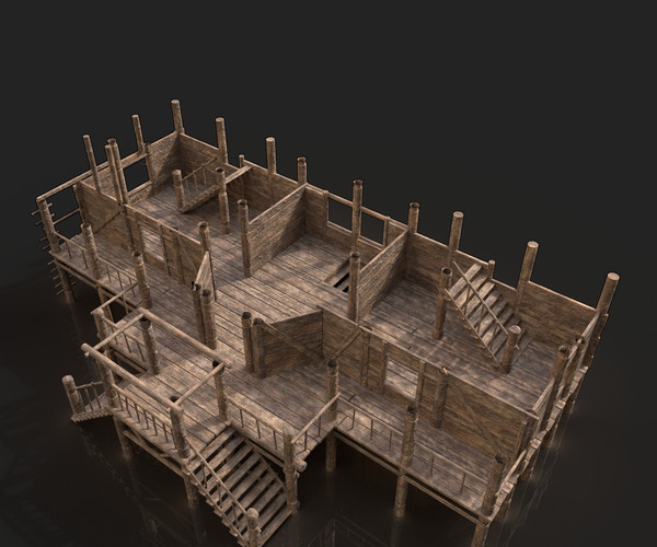 ArtStation - FANTASY MEDIEVAL WOODEN THATCHED SWAMP HOUSE | Game Assets
