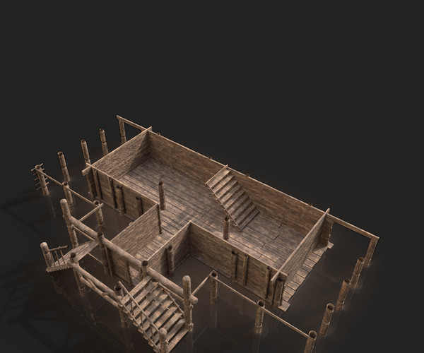 ArtStation - FANTASY MEDIEVAL WOODEN THATCHED SWAMP HOUSE | Game Assets