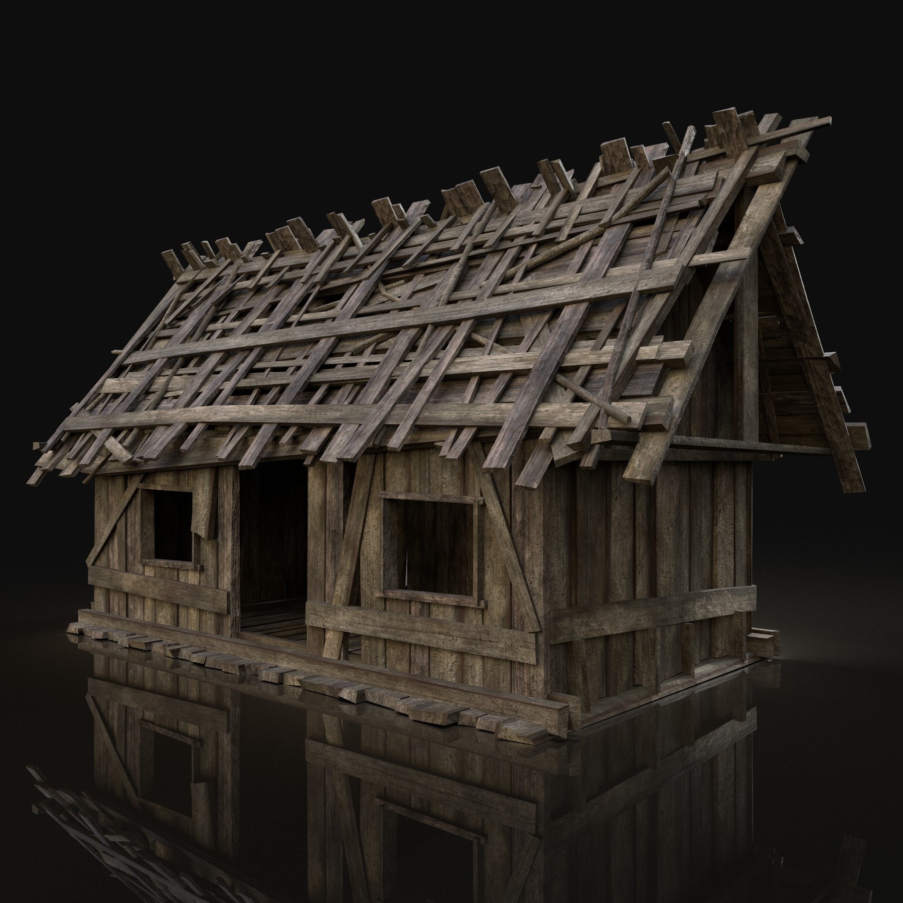 ArtStation - Simple Wooden Swamp Hut | Resources