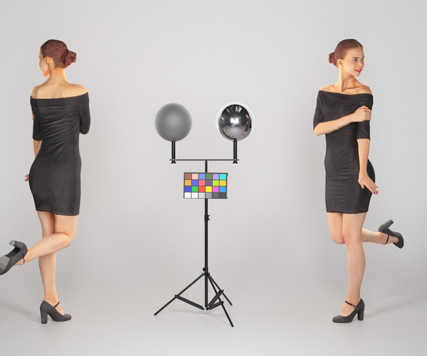 ArtStation - Beautiful girl in a black dress posing 114 | Game Assets