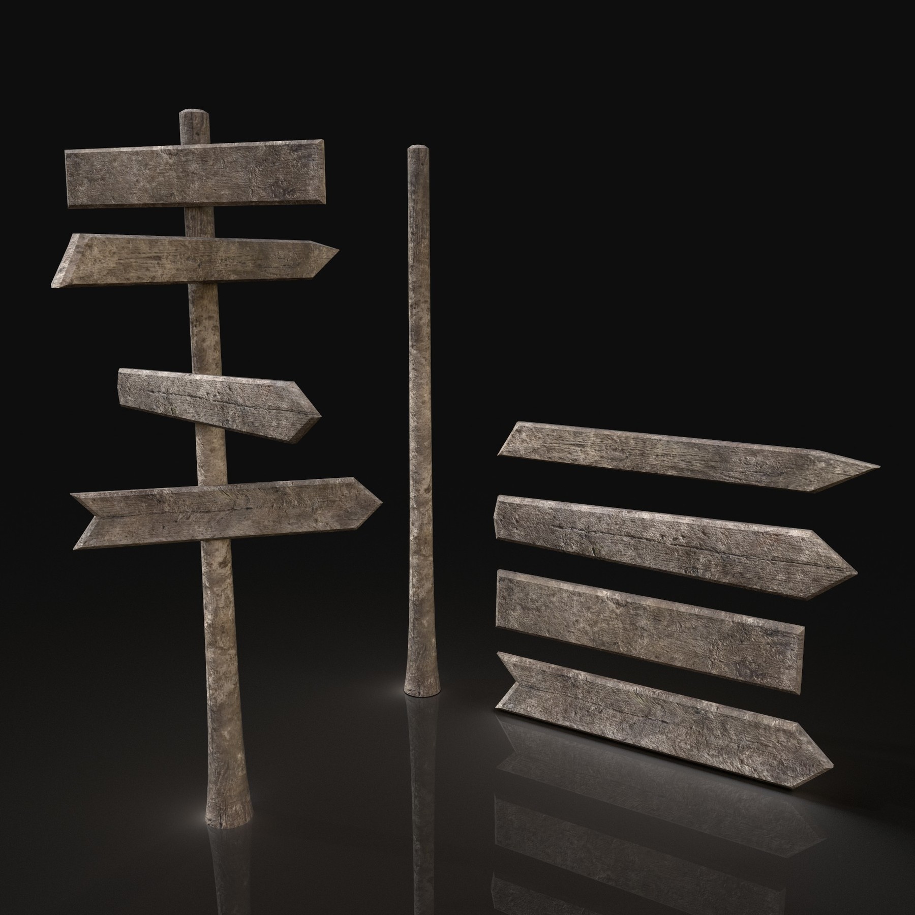 ArtStation - Wooden Road Sign - Customizable | Game Assets