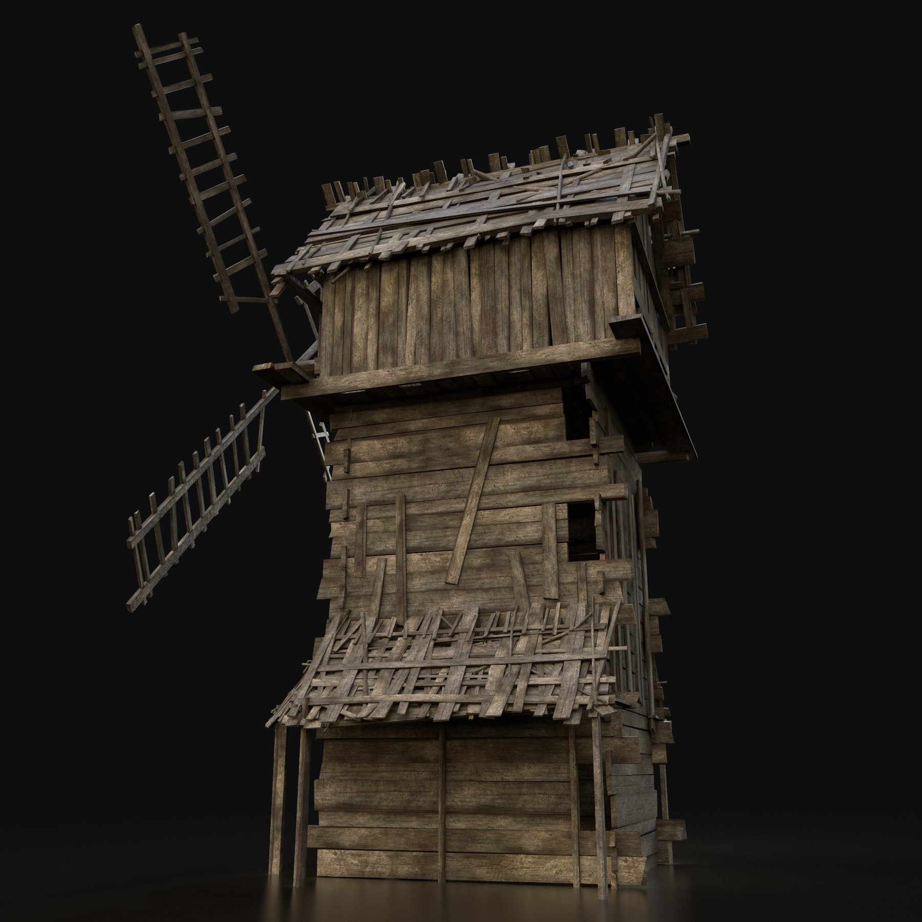 ArtStation - Wooden Enterable Windmill | Game Assets