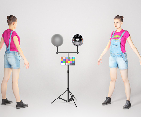 ArtStation - Young girl in denim in A-pose 120 | Game Assets