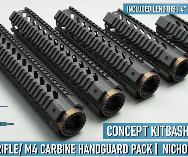 ArtStation - M16 Rifle/ M4 Carbine Handguard Quad Rail Kitbash Model ...