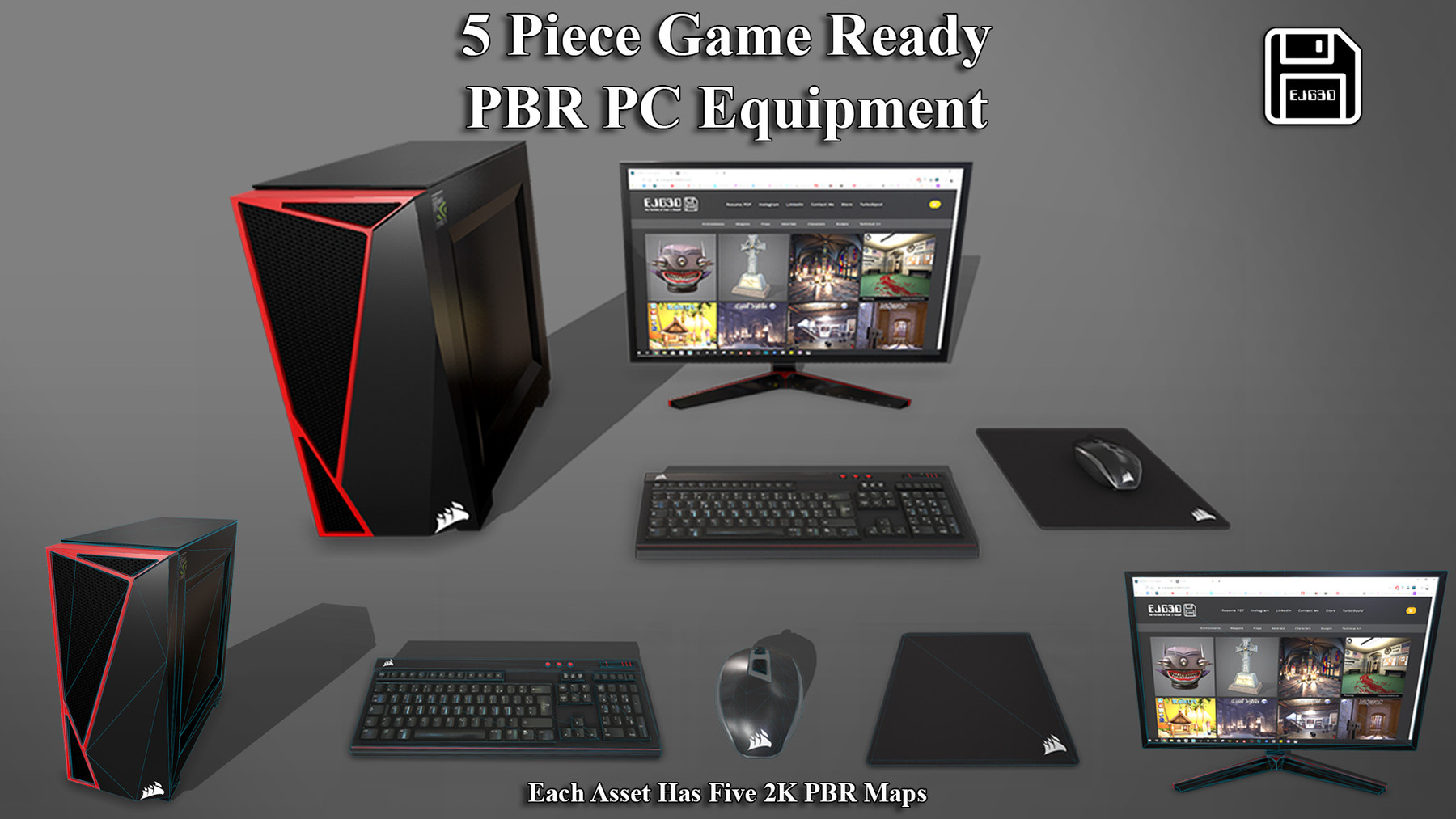 ArtStation - 5 Piece Game Ready PBR PC Equipment | Game Assets