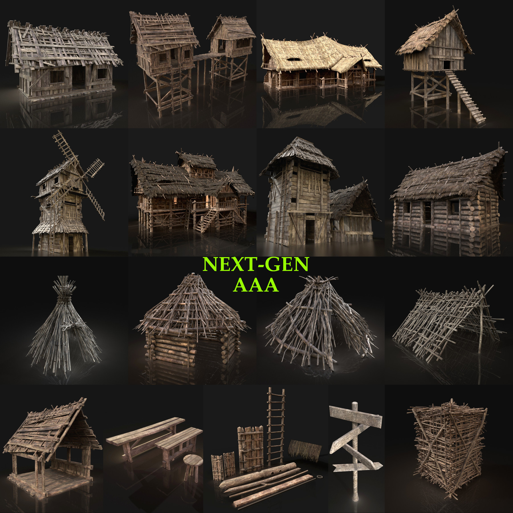 ArtStation - AAA NEXT GEN MEDIEVAL VILLAGE SETTLEMENT BUILDER PACK ...