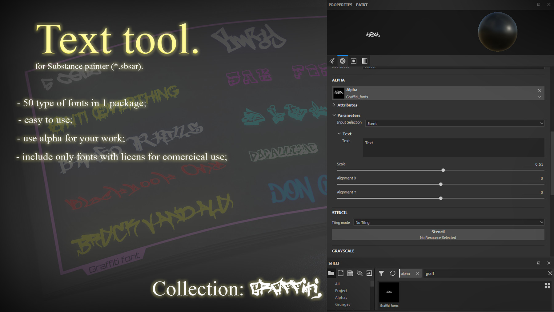ArtStation - Text tool for Substance painter. Collection: Graffiti.