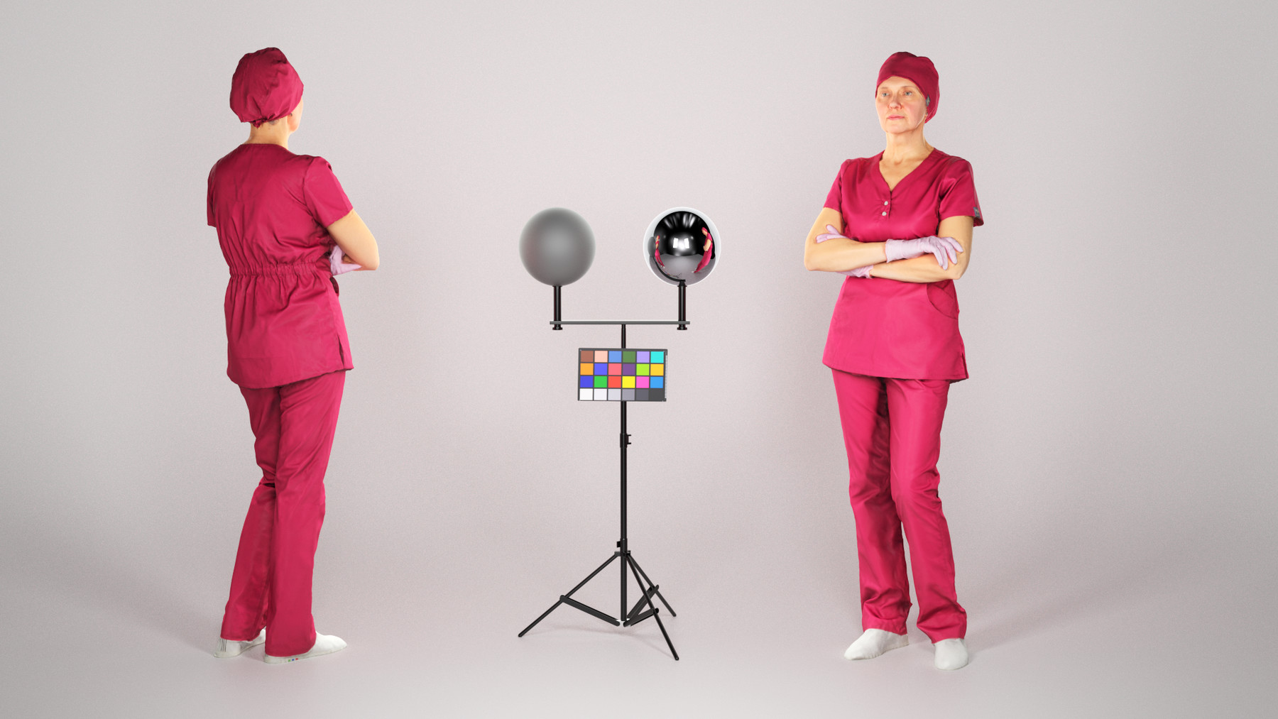 ArtStation - Adult surgical nurse in red uniform 125 | Game Assets