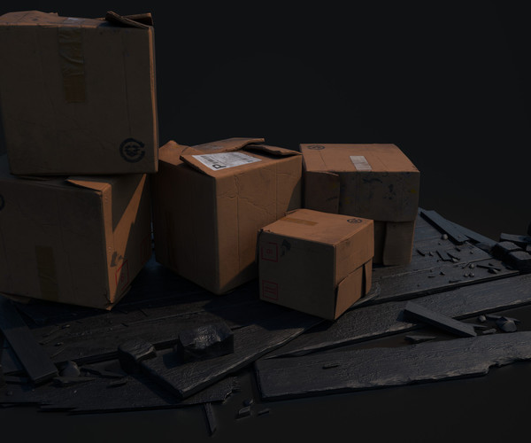 ArtStation - Cardboard Box - PBR Game ready plus high poly model ...