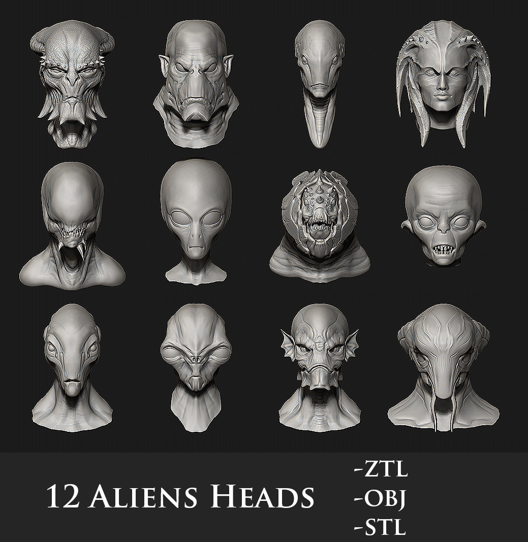 ArtStation - 12 Aliens Heads | Resources