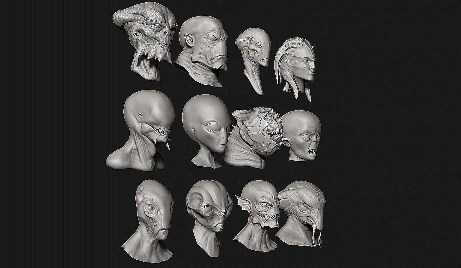 ArtStation - 12 Aliens Heads | Resources