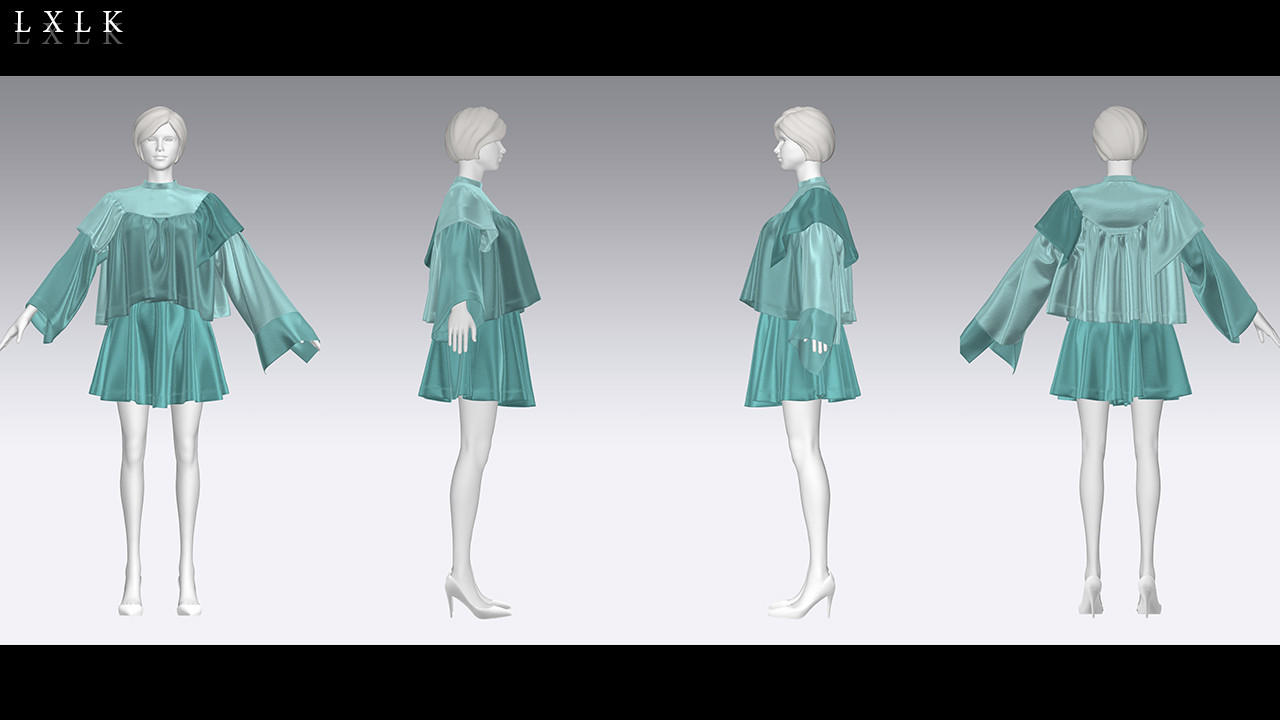 ArtStation - Mint Ruffle Dress - Marvelous Designer , Clo3d | Game Assets