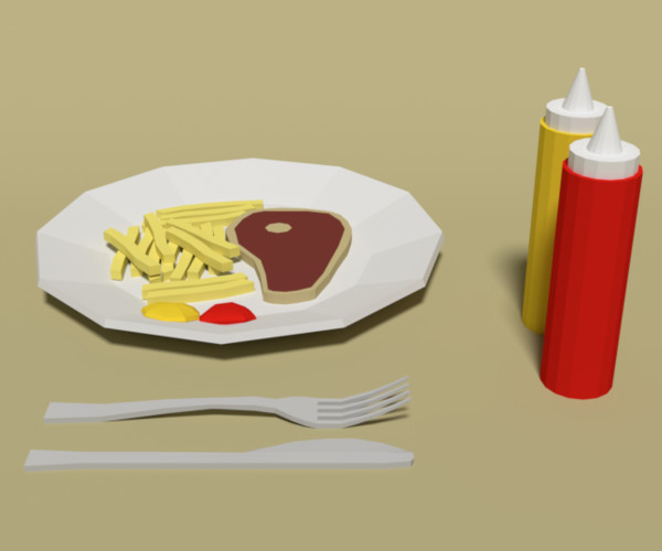 ArtStation - Low Poly Cartoon Steak Meal | Resources
