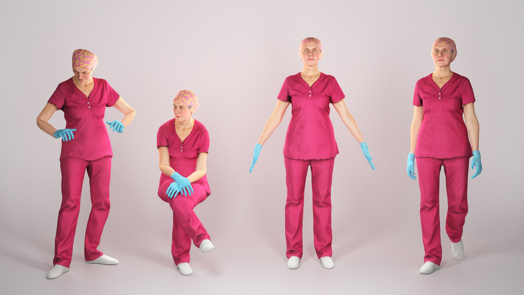 ArtStation - Animated surgical doctor female: walking, working, sitting ...