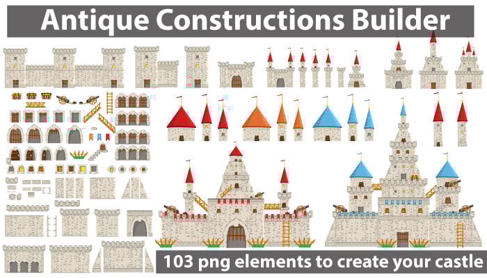 ArtStation - Antique Castle 2d Constructions Builder Set | Artworks