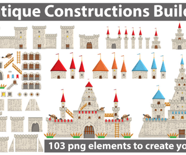 ArtStation - Antique Castle 2d Constructions Builder Set | Artworks