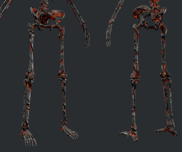 ArtStation - 10 Skeletons Burning Fire Lava Pack Game Ready | Game Assets