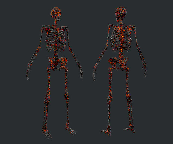 ArtStation - 10 Skeletons Burning Fire Lava Pack Game Ready | Game Assets