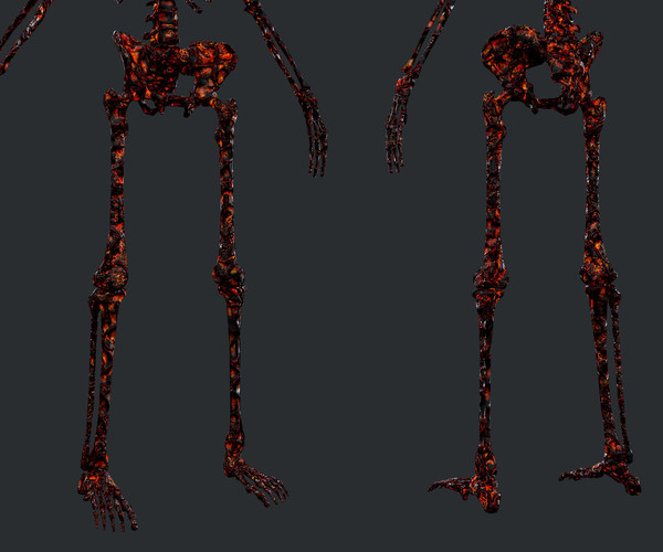 ArtStation - 10 Skeletons Burning Fire Lava Pack Game Ready | Game Assets