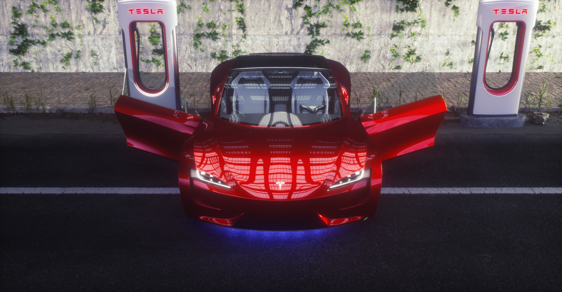 Velislav Slavov - Tesla Roadster Interior 3D Model & Physics Rig