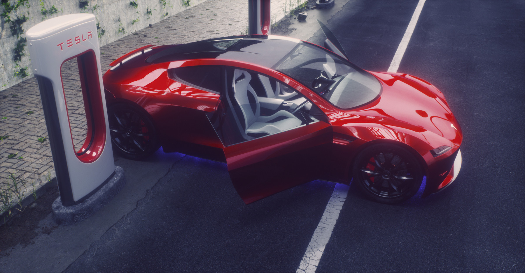 Velislav Slavov - Tesla Roadster Interior 3D Model & Physics Rig